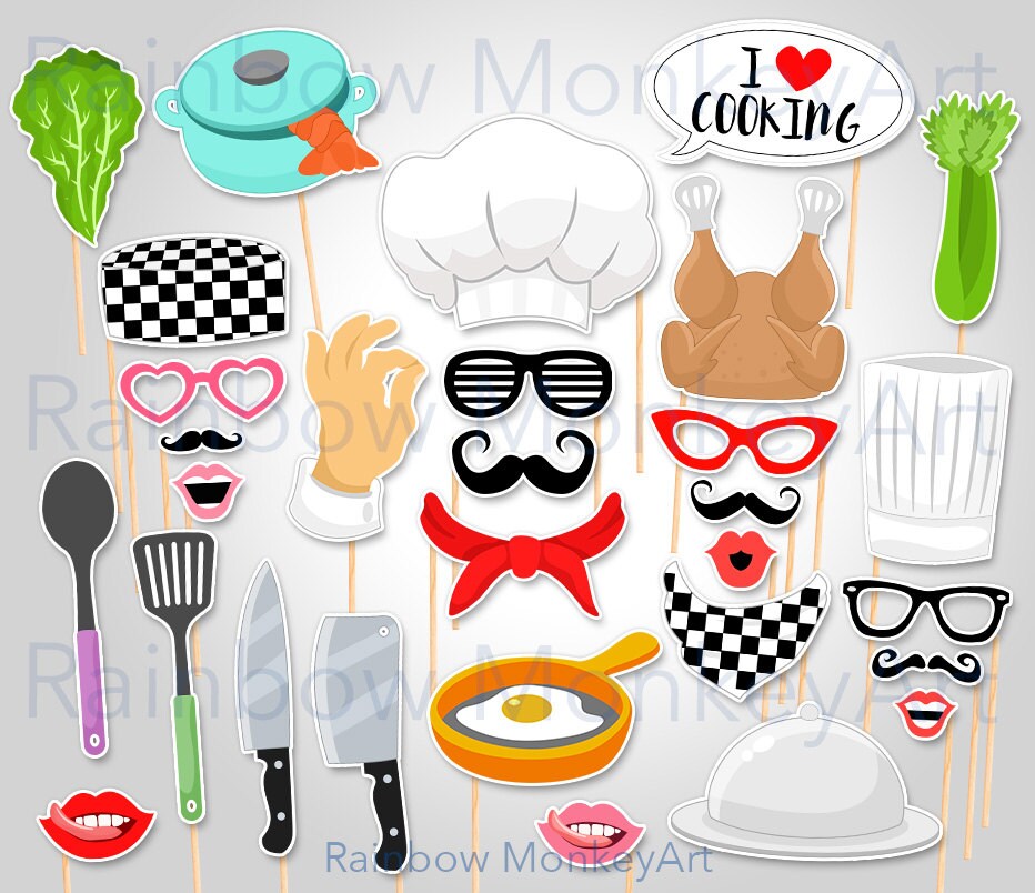 Printable Cooking Party Photo Booth Props Kitchen Chef