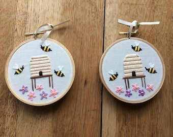 Bee embroidery | Etsy