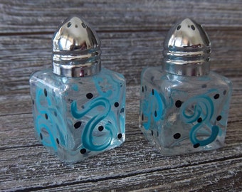 Hand painted salt and pepper shakers: Red Cherry Skull Design