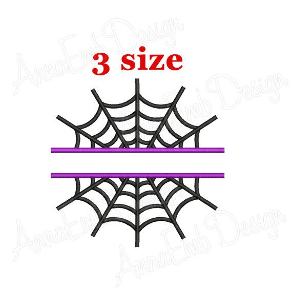 Split spider web Embroidery design. Spider web Embroidery.