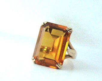 Large citrine ring | Etsy