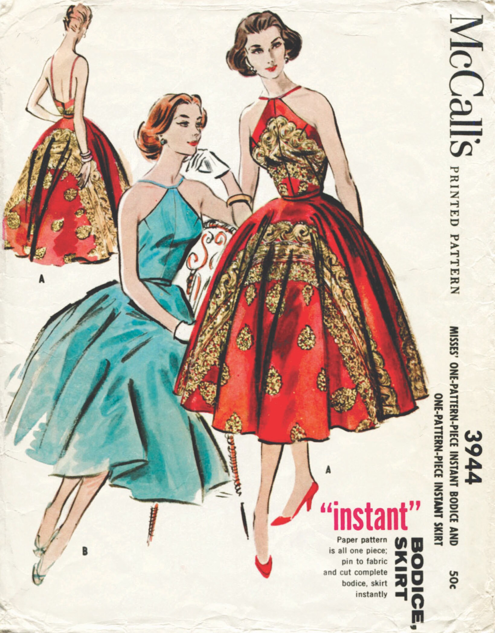 1960s 60s vintage sewing pattern halter cocktail dress evening frock ...