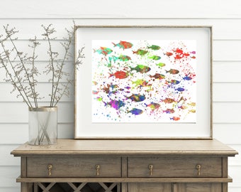 Abstract fish art | Etsy
