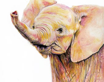 Baby elephant print | Etsy