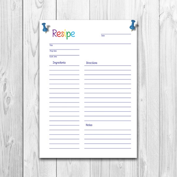 Blank Recipe Recipe Planner Blank Recipe Cards Recipe