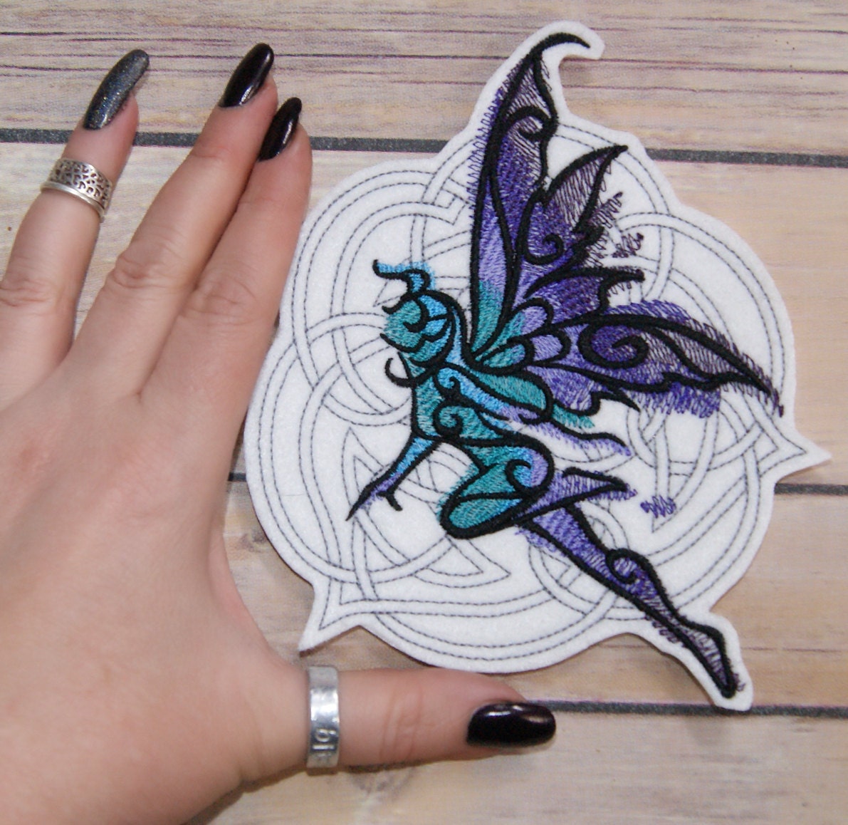 Celtic Fae Fairy Iron On Embroidery Patch MTCoffinz