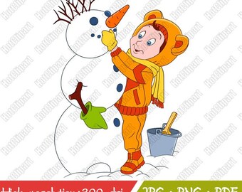 Snowman clip art | Etsy