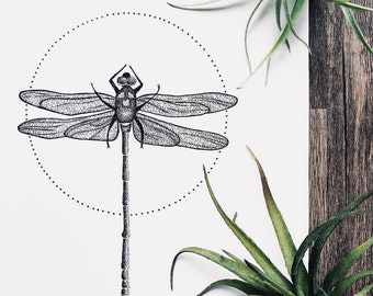Dragonfly line art | Etsy