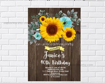 Sunflower invitation | Etsy