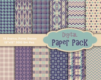 Valentines AZTEC Digital Paper Pack Ethnic tribal pink red