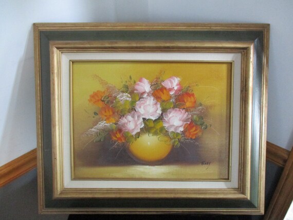 Still Life Oil Painting Signed Rossy Original Framed Vintage