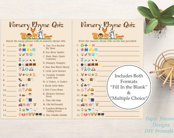 Emoji Nursery Rhyme Quiz Black and Gold Baby Shower Game