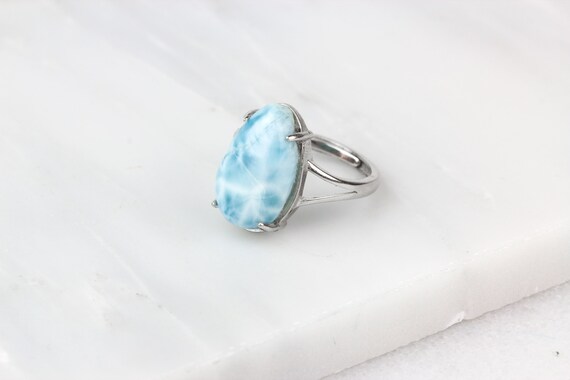 Larimar Ring Real Larimar Larimar Boho Ring Blue Boho Ring