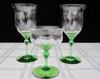 Heisey glass goblets | Etsy
