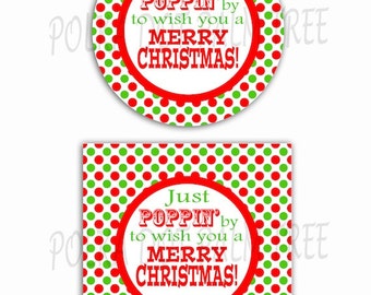 INSTANT DOWNLOAD DIY Printable Polka Dot Just Poppin By To Say