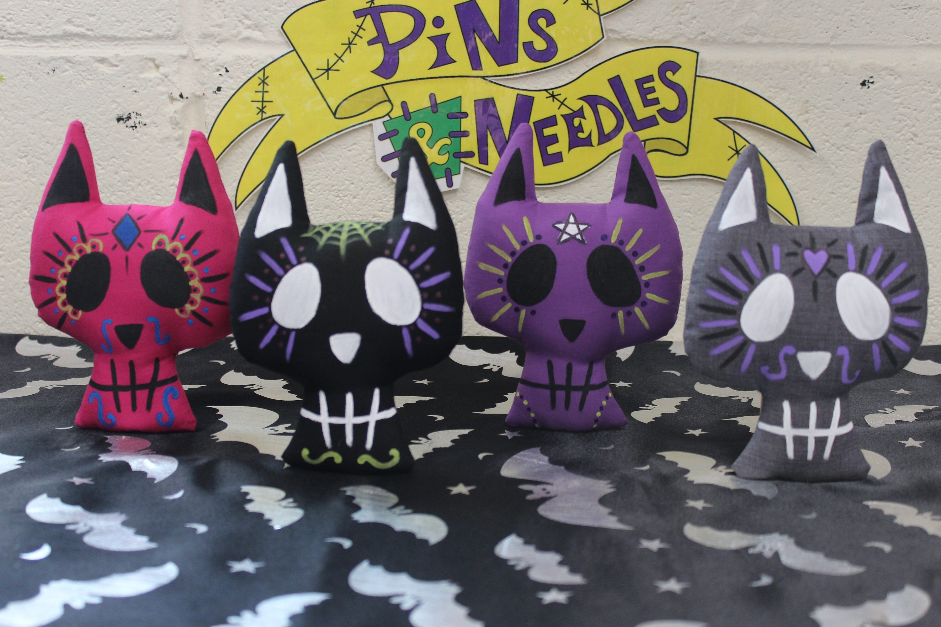 Sugar Skull Cat Plushie Day of the Dead Horror Gift Gothic