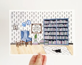 Library wall art | Etsy