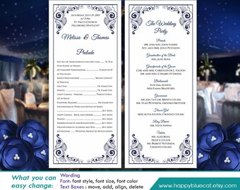 Blue wedding program | Etsy