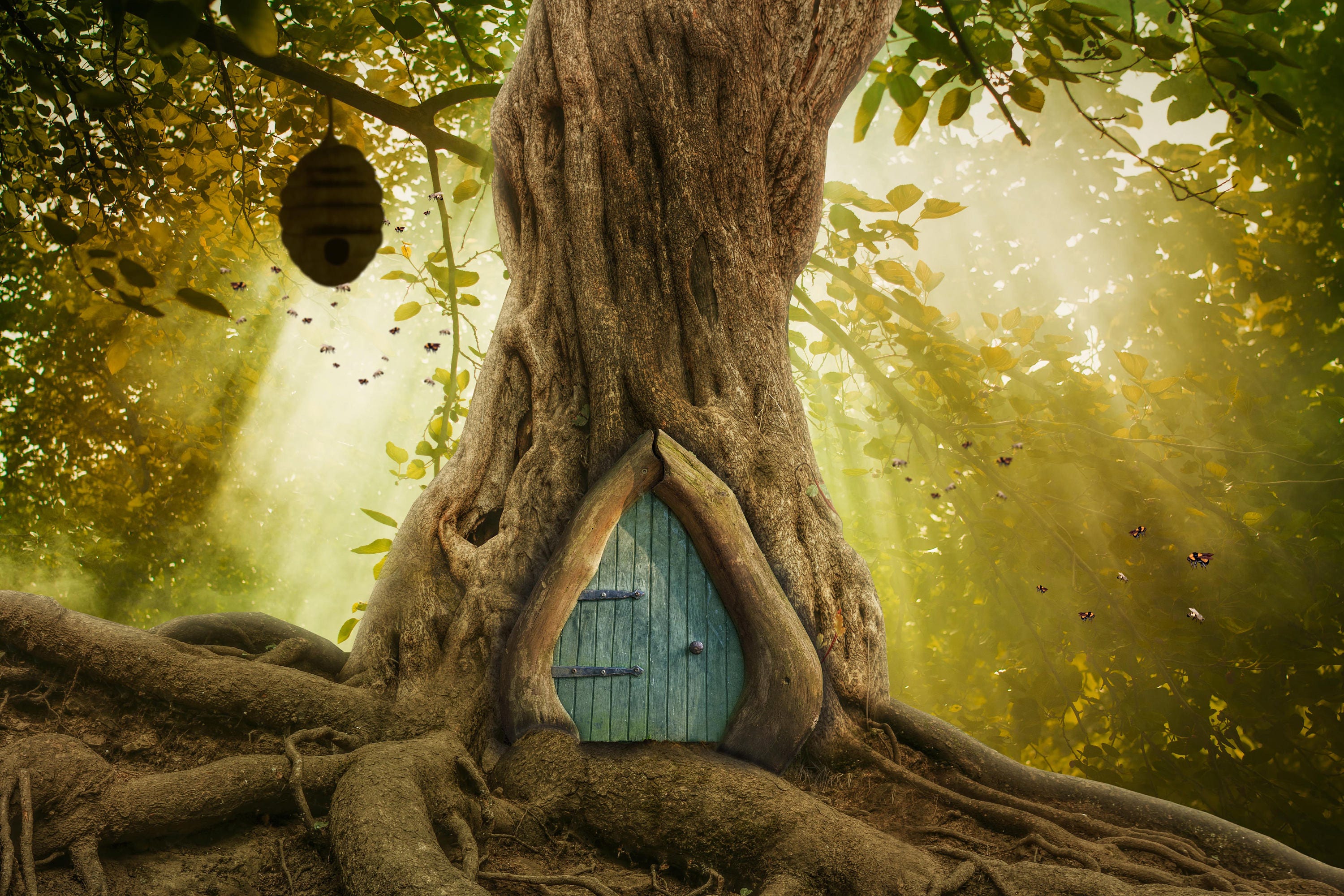 Whimsical Forest Tree with Door / Winnie the Pooh Digital