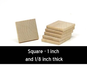 Unfinished Wood Square 2 inches by 2 inches and 1/4 inch