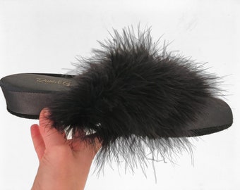 Marabou slippers | Etsy