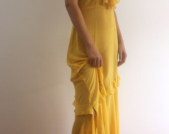 Yellow chiffon dress | Etsy