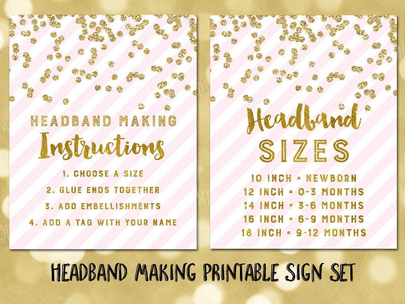 Printable Headband Making Station Instructions and Sizes Sign