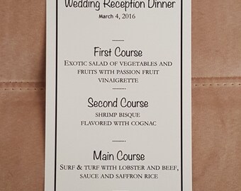 Simple wedding menu | Etsy