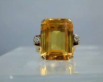 Large citrine ring | Etsy