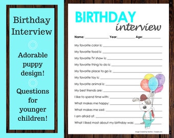 Kids Keepsake Journal Printable Birthday Interview Questions