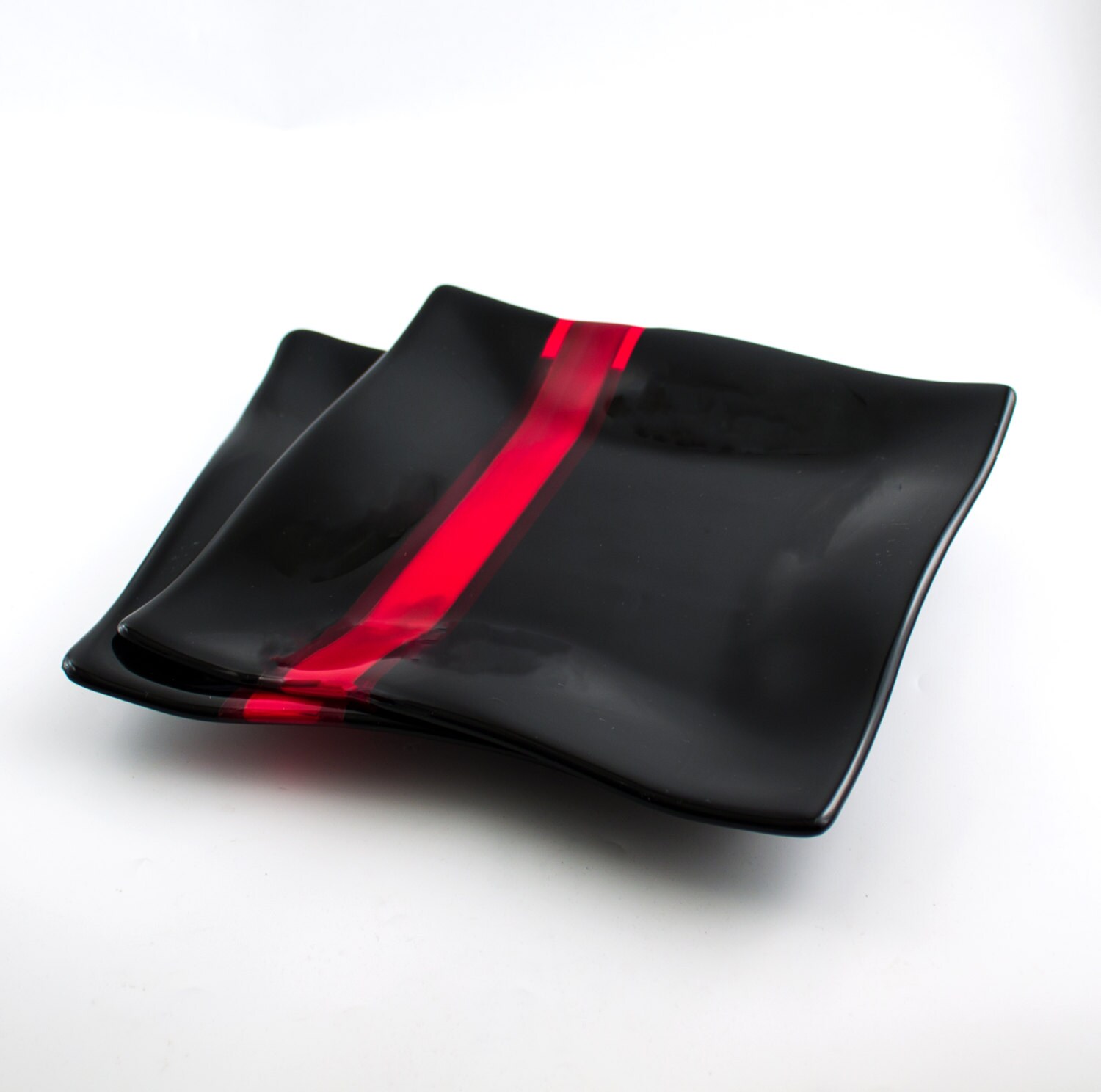 Black And Red Glass Dinnerware Fused Glass Dinner Plates