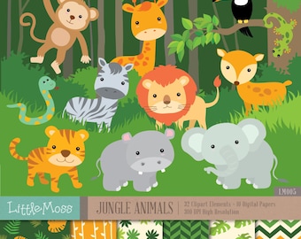 Safari Baby Animals Clipart / Jungle Animals Clipart / Zoo