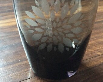 Floral etched glass | Etsy