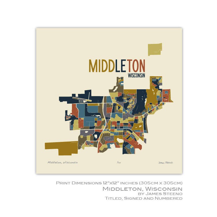 Middleton Wisconsin Art Map Print Dane County by James