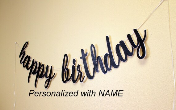 Happy Birthday Cursive Banner 1 set Birthday Glitter