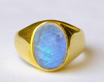 Mens moonstone ring | Etsy