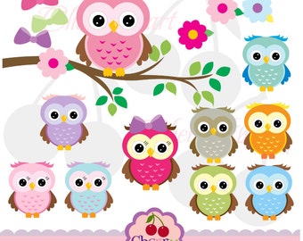 Owl Parade Design elements Cute Owls Digital clip art