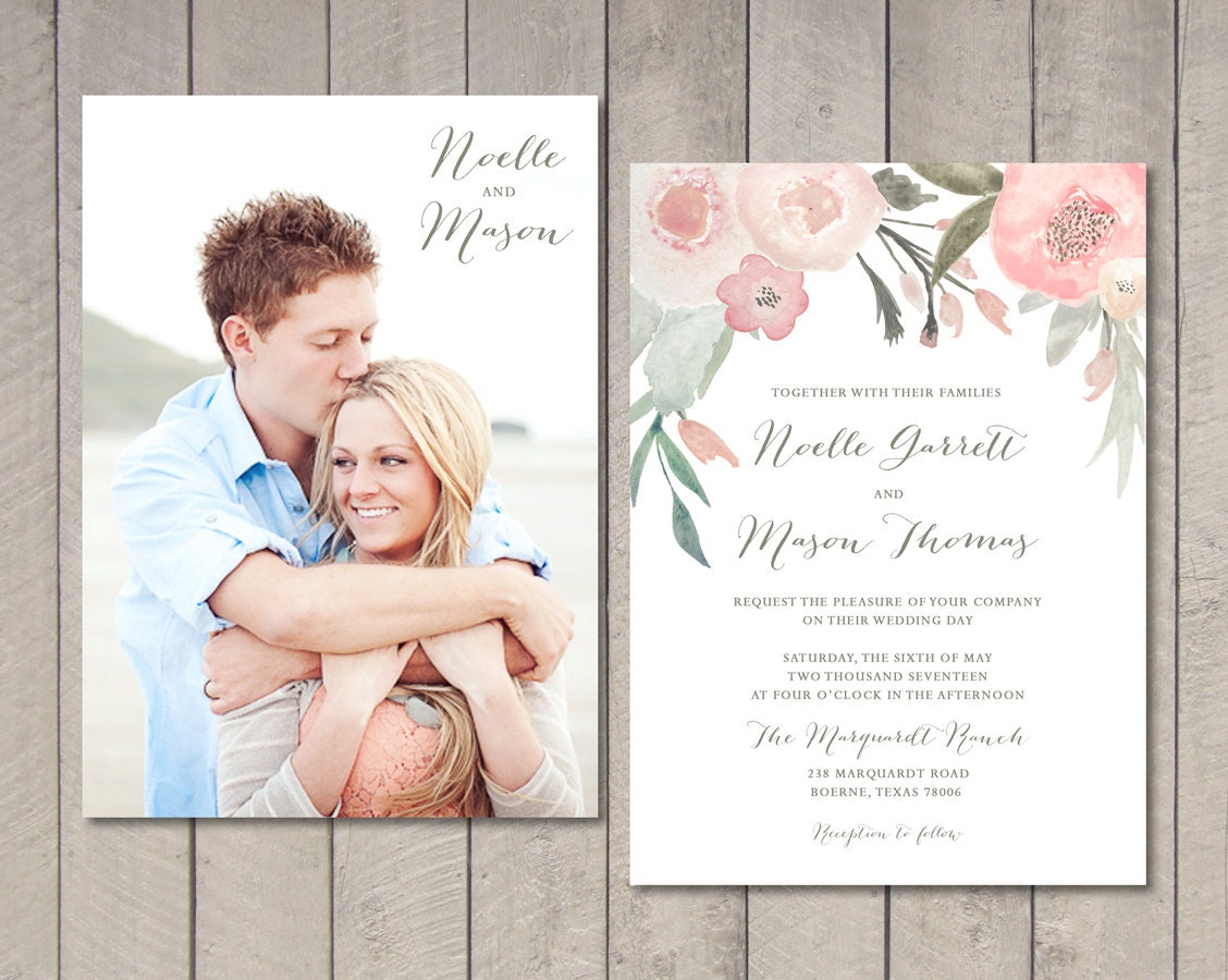 Blush Floral Wedding Invitation Printable Diy By Vintage