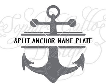 Split Rope Nautical Anchor SVG DXF digital download files