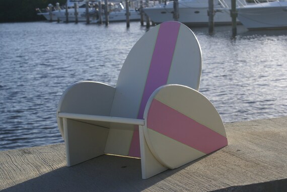 Items similar to Kids Surfboard Chair with Pink stripe, nautical ...
