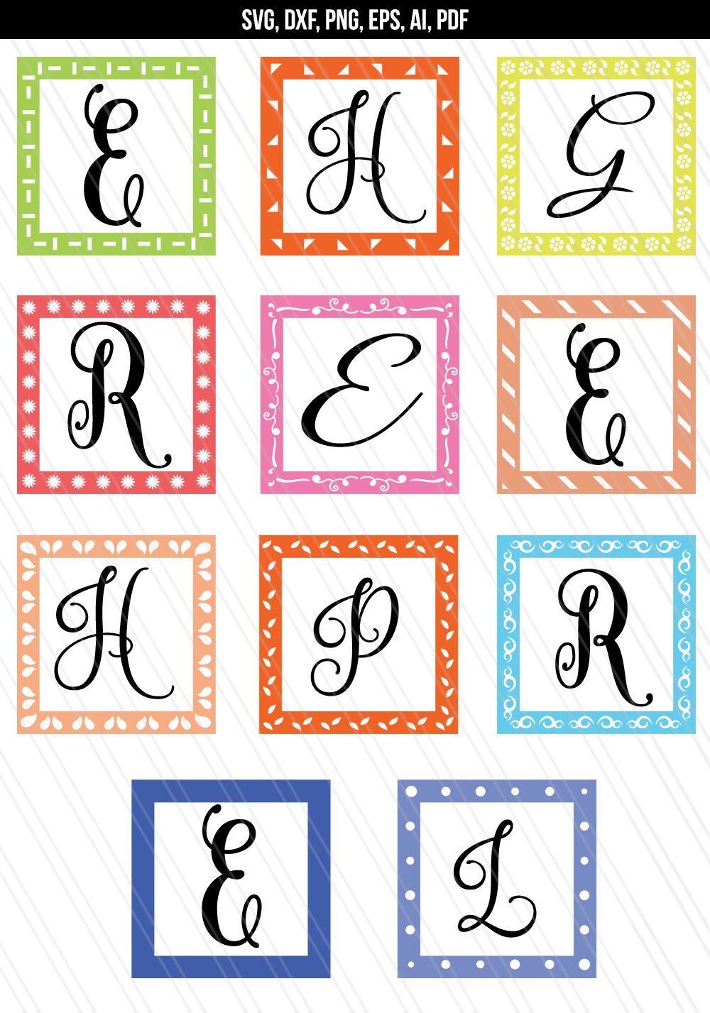 Square Monogram frame SVG bundle Square SVG frames Square