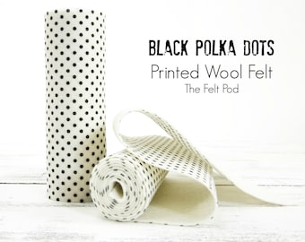 Black Stripes Printed Wool Felt // Black Stripes Wool Felt