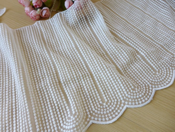 Delicate Embroidered Mesh Lace Off White Cotton Lace Fabric