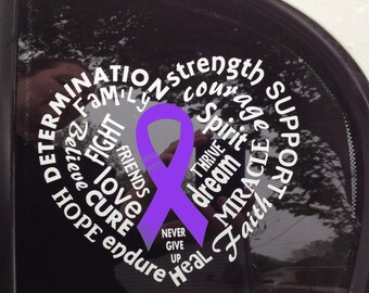 Purple Awareness Ribbon Butterfly Window Decal Epilepsy