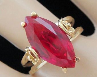 Marquise ruby ring | Etsy