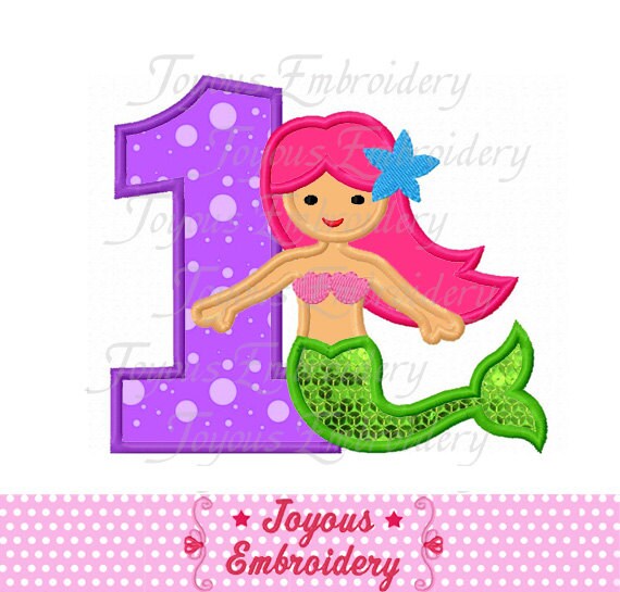 Instant Download Mermaid Number 1 Applique Machine Embroidery
