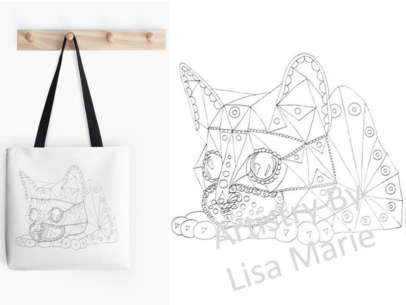 Coloring tote bag adult coloring page coloring book for