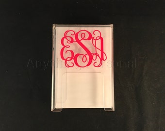 Personalized Acrylic Notepad Holder Monogrammed Notepad