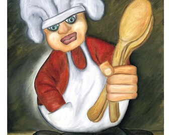 Fat chef wall art | Etsy