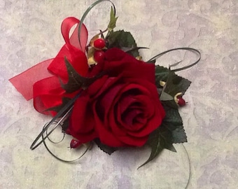 Red rose corsage | Etsy